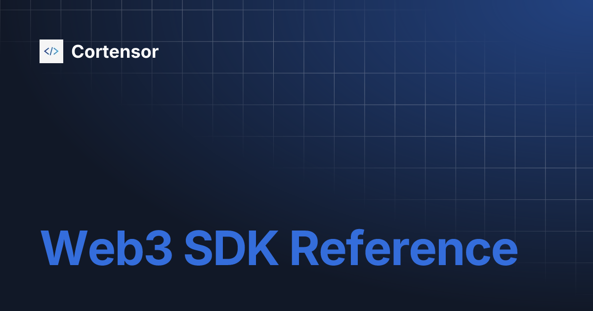 Web3 SDK Reference | Cortensor